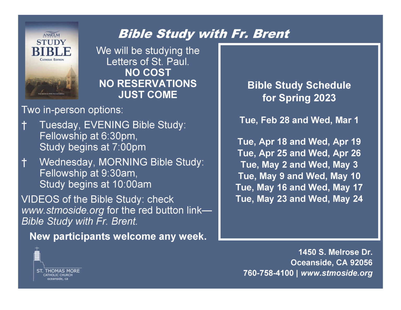 Bible Study with Fr. Brent – St. Thomas More Catholic Church