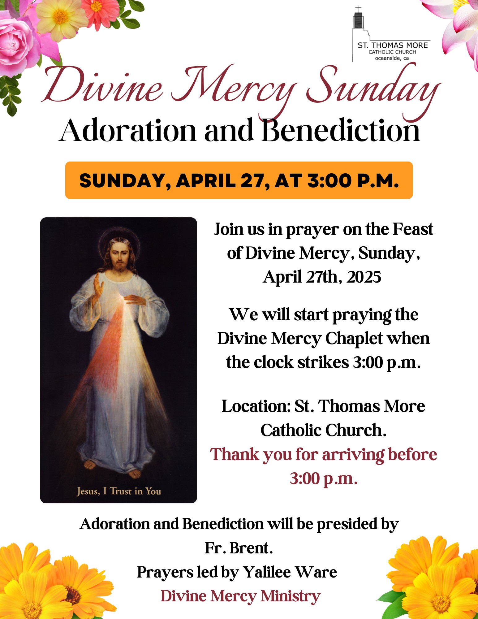 The Novena to the Divine Mercy & Divine Mercy Sunday – St. Thomas More Catholic Church